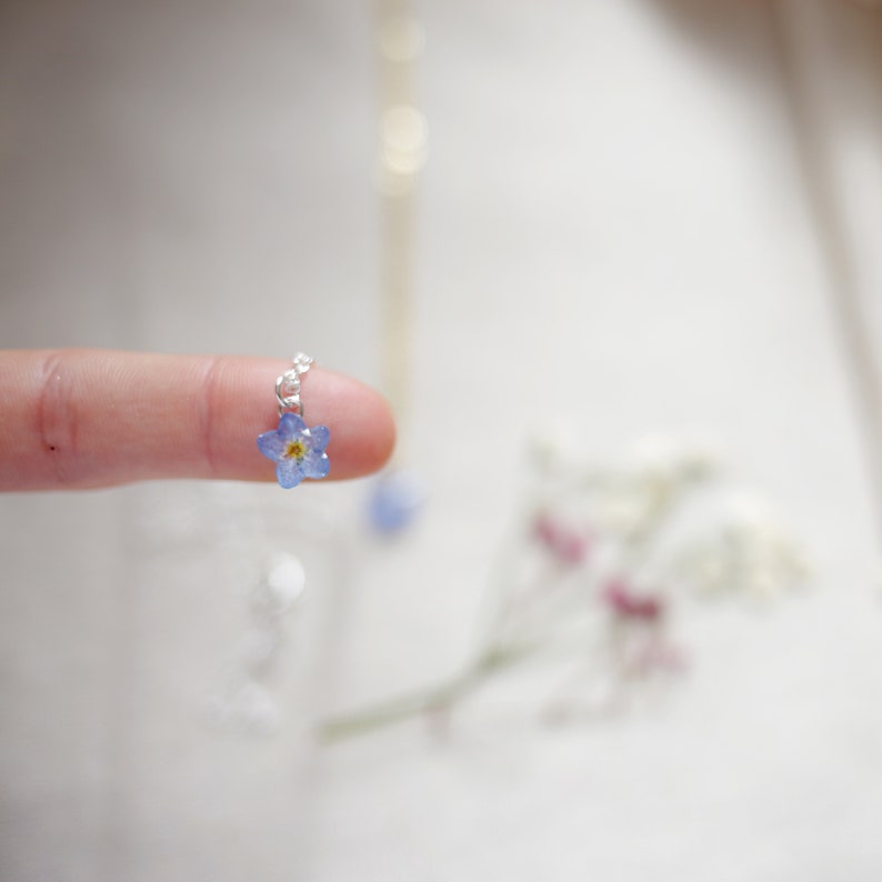 Forget Me Not Necklace, Sterling Silver Necklace, Gold Chain / Silver ...