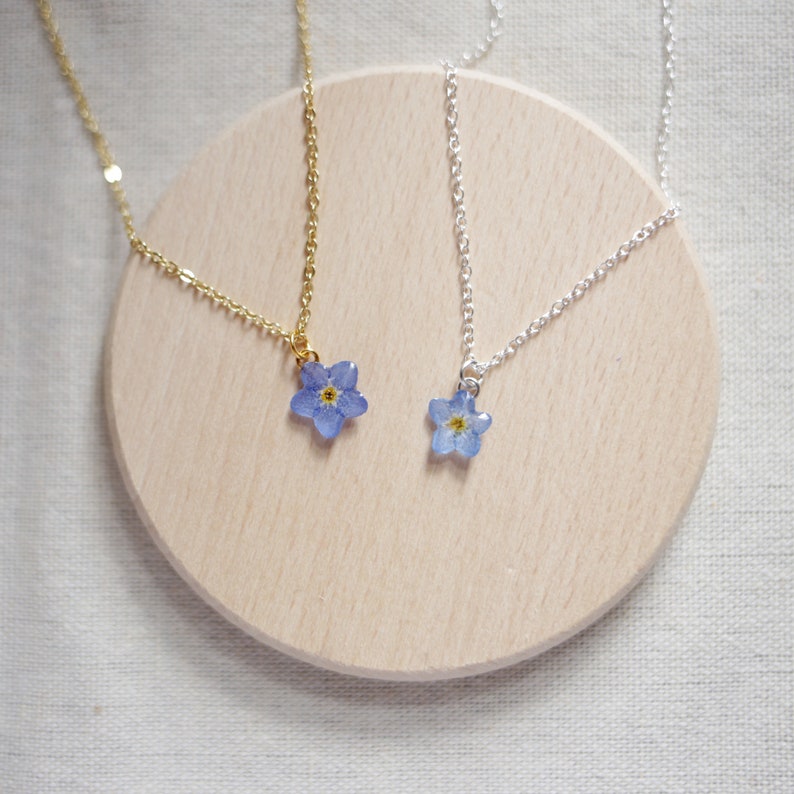 Forget Me Not Necklace Sterling Silver Necklace Gold Chain / - Etsy UK
