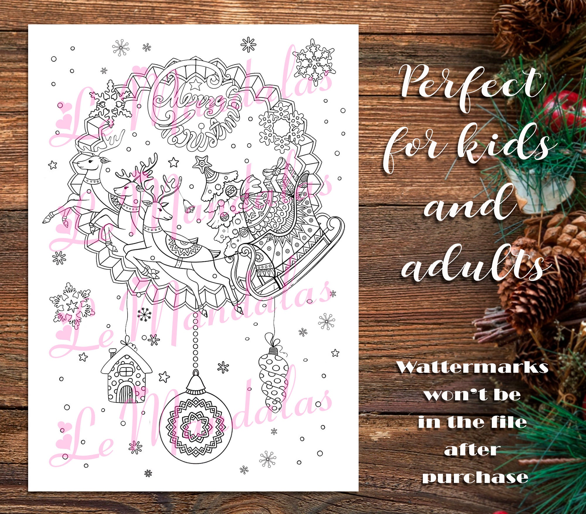 Christmas Mandala Colorings Lovely New Year Coloring Pages - Etsy