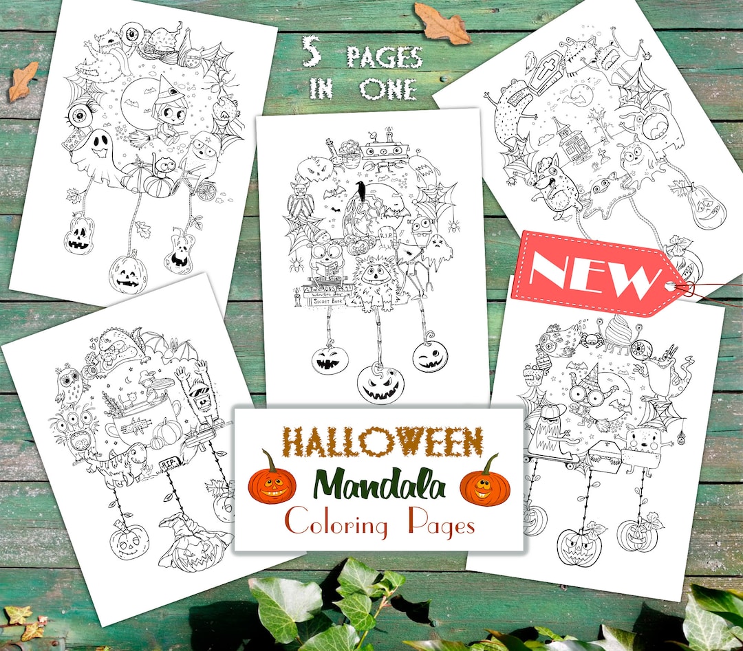 Halloween Mandala Coloring Pages - Etsy
