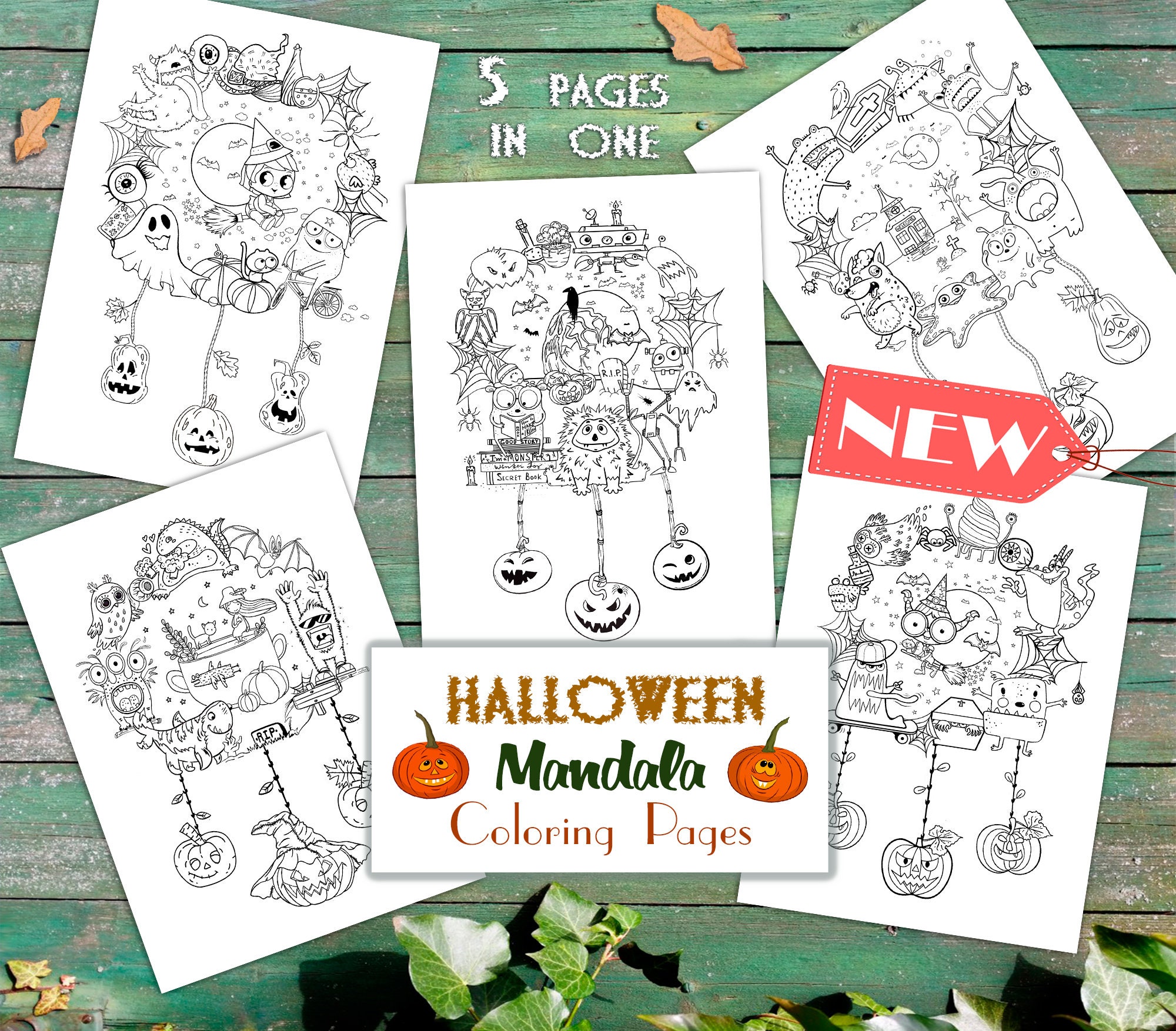 Halloween Mandala Coloring Pages - Etsy
