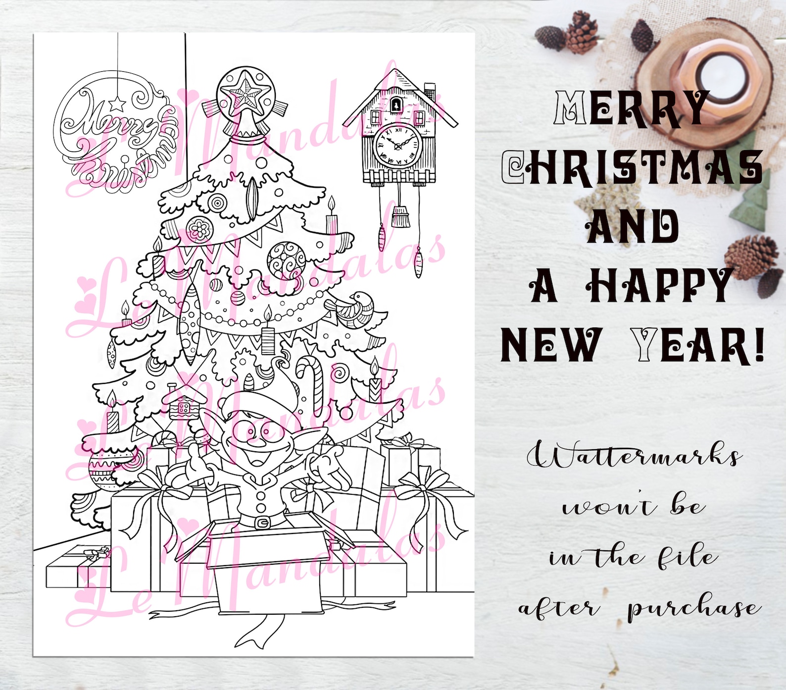 Christmas Coloring Pages, Happy New Year Printable Digital Files - Etsy