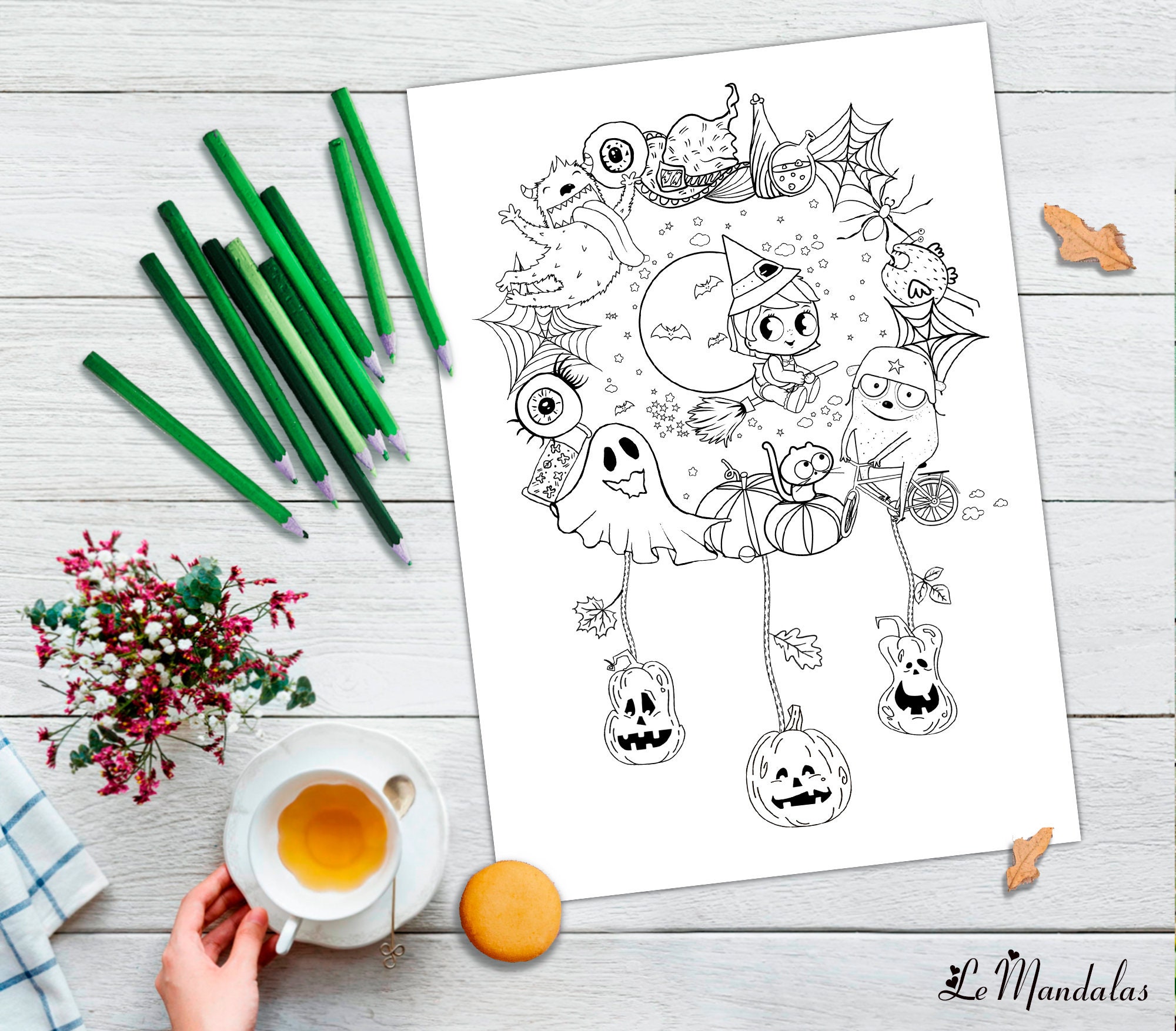 Halloween Mandala Coloring Pages - Etsy