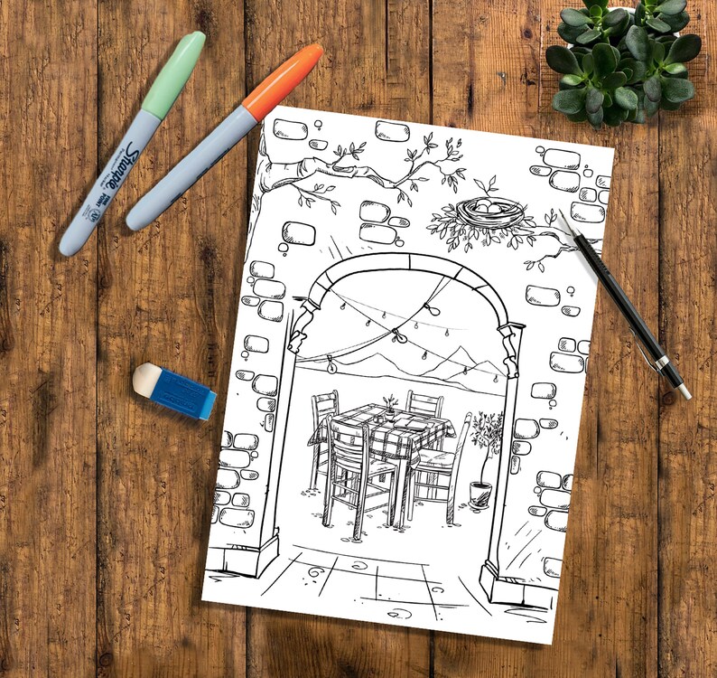 Garden Backyard Coloring Pages 'stay Home Keep - Etsy