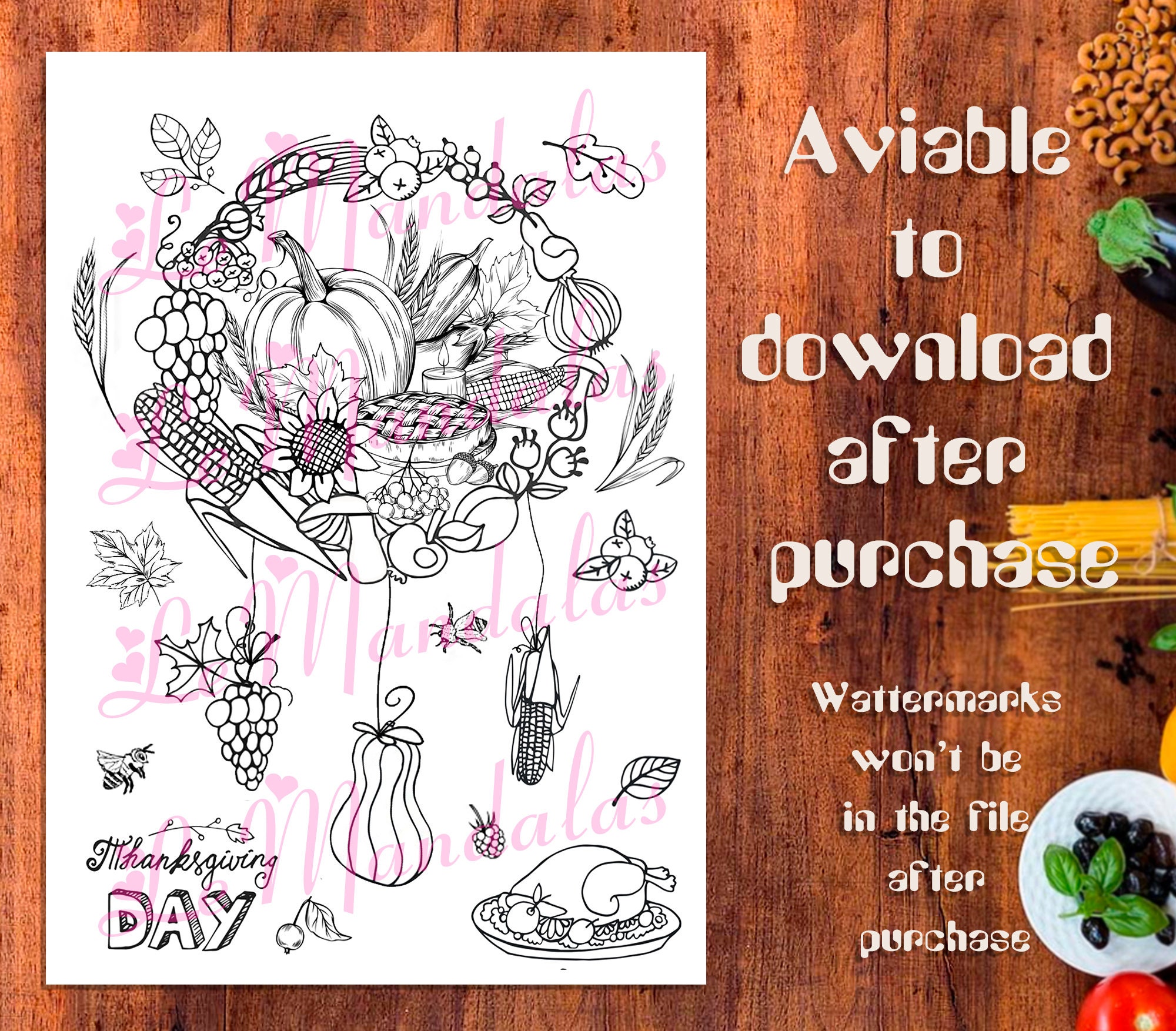 Thanksgiving Mandala Coloring Page - Etsy