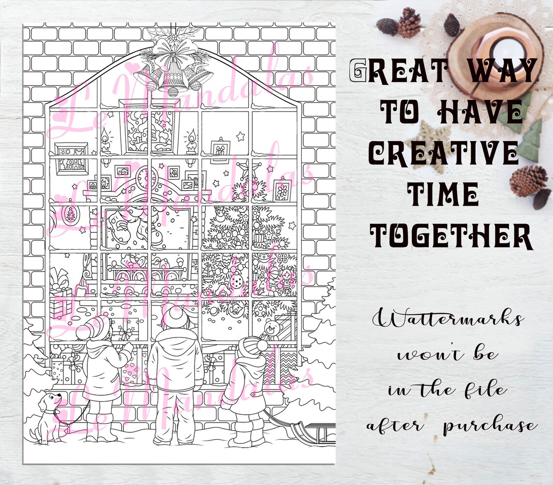 Christmas Coloring Pages, Happy New Year Printable Digital Files - Etsy