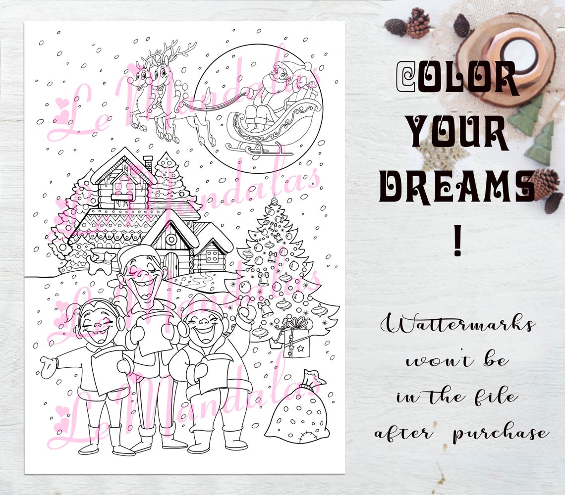 Christmas Coloring Pages, Happy New Year Printable Digital Files - Etsy