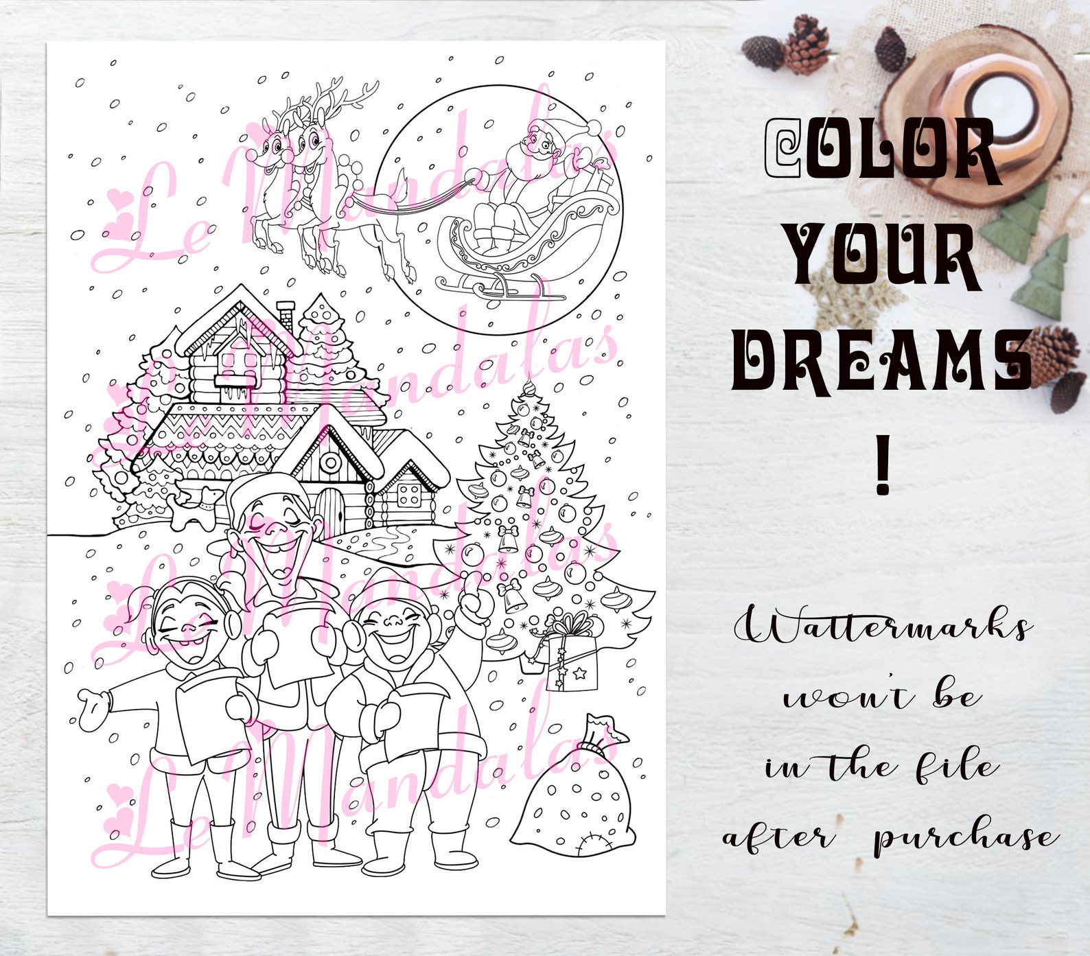 Christmas Coloring Pages, Happy New Year Printable Digital Files - Etsy