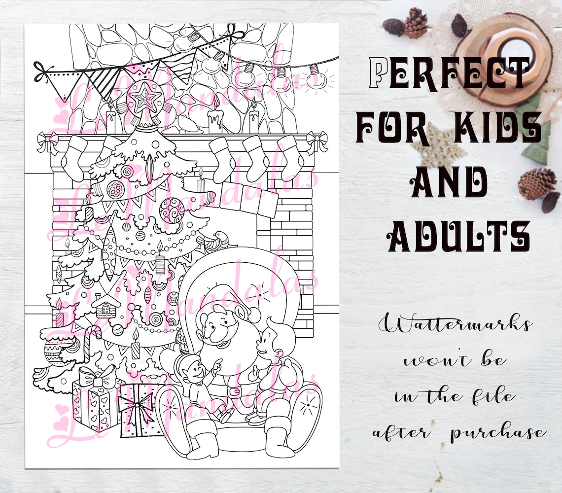 Christmas Coloring Pages, Happy New Year Printable Digital Files - Etsy