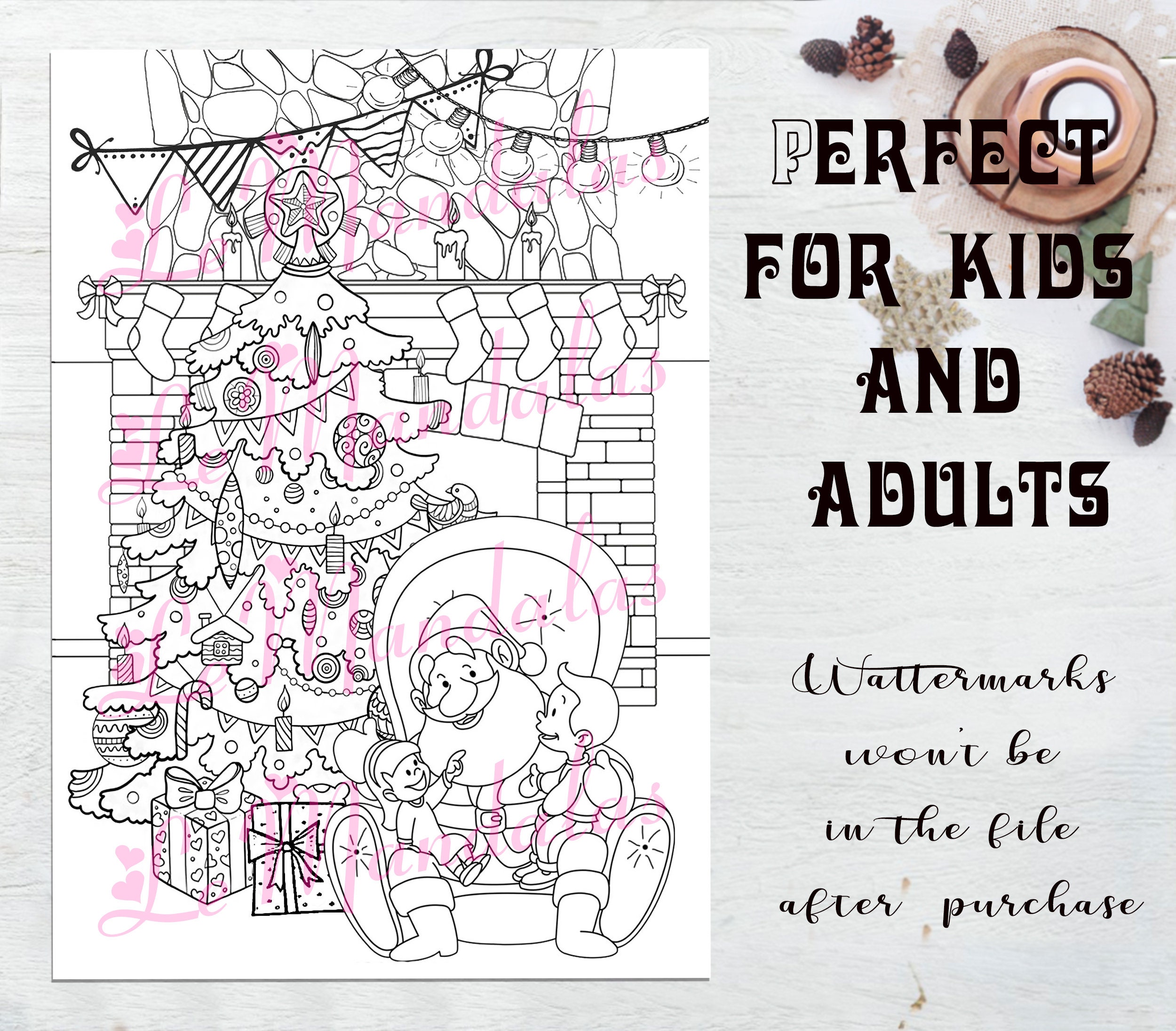 Christmas Coloring Pages, Happy New Year Printable Digital Files - Etsy