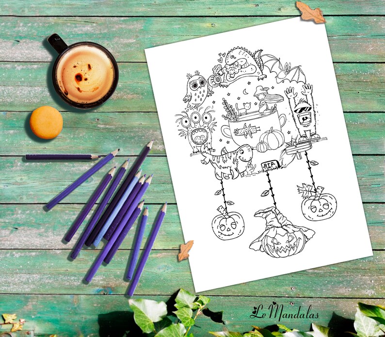 Halloween Mandala Coloring Pages - Etsy