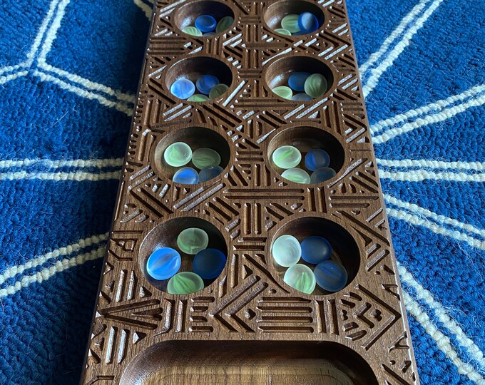 Solid Walnut or Mahogany MANCALA Board With Glass Stones - Etsy