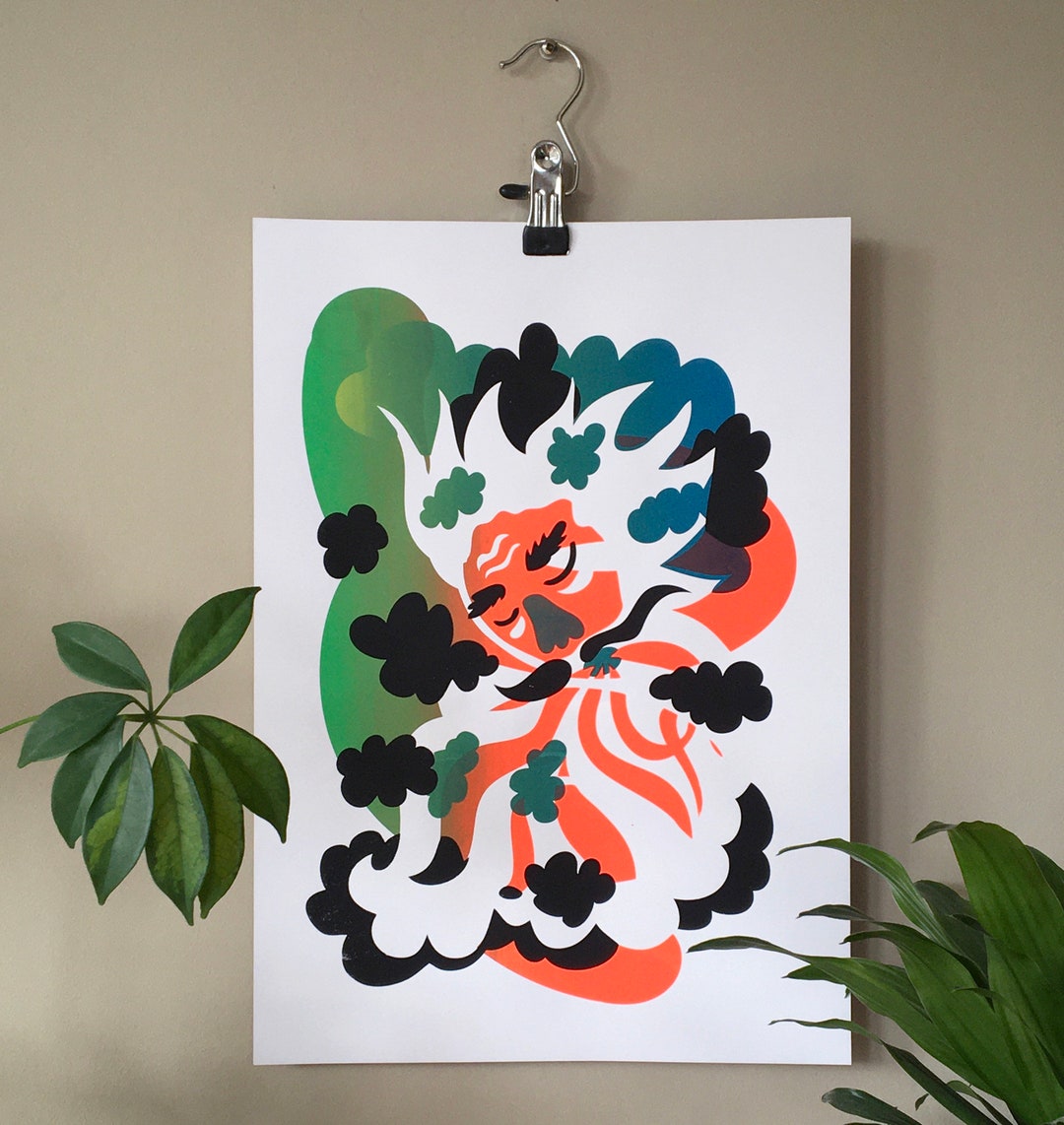 Poster Screen Print Illustration Slavic Deity Stribog Gradients - Etsy