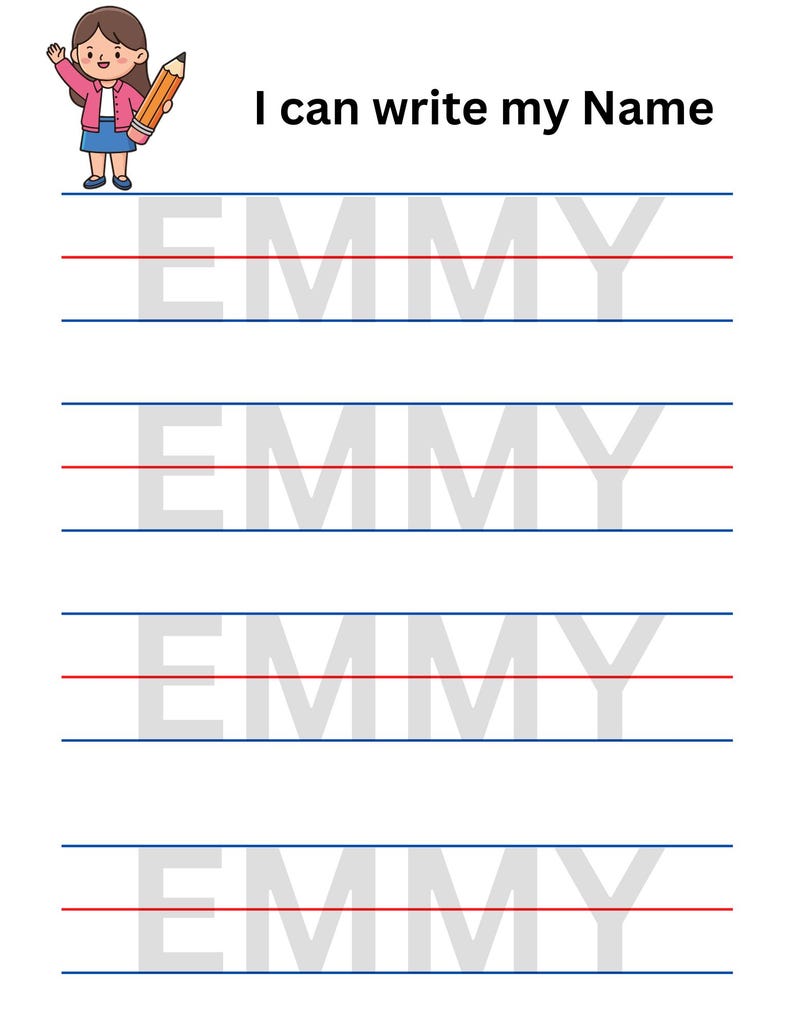 Editable Name Writing Practice Sheet, Printable (digital Download) - Etsy
