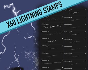 100 Procreate Lightning Brushes, Lightning Brush Set, Thunderstorm Brushset Procreate, Lightning ...