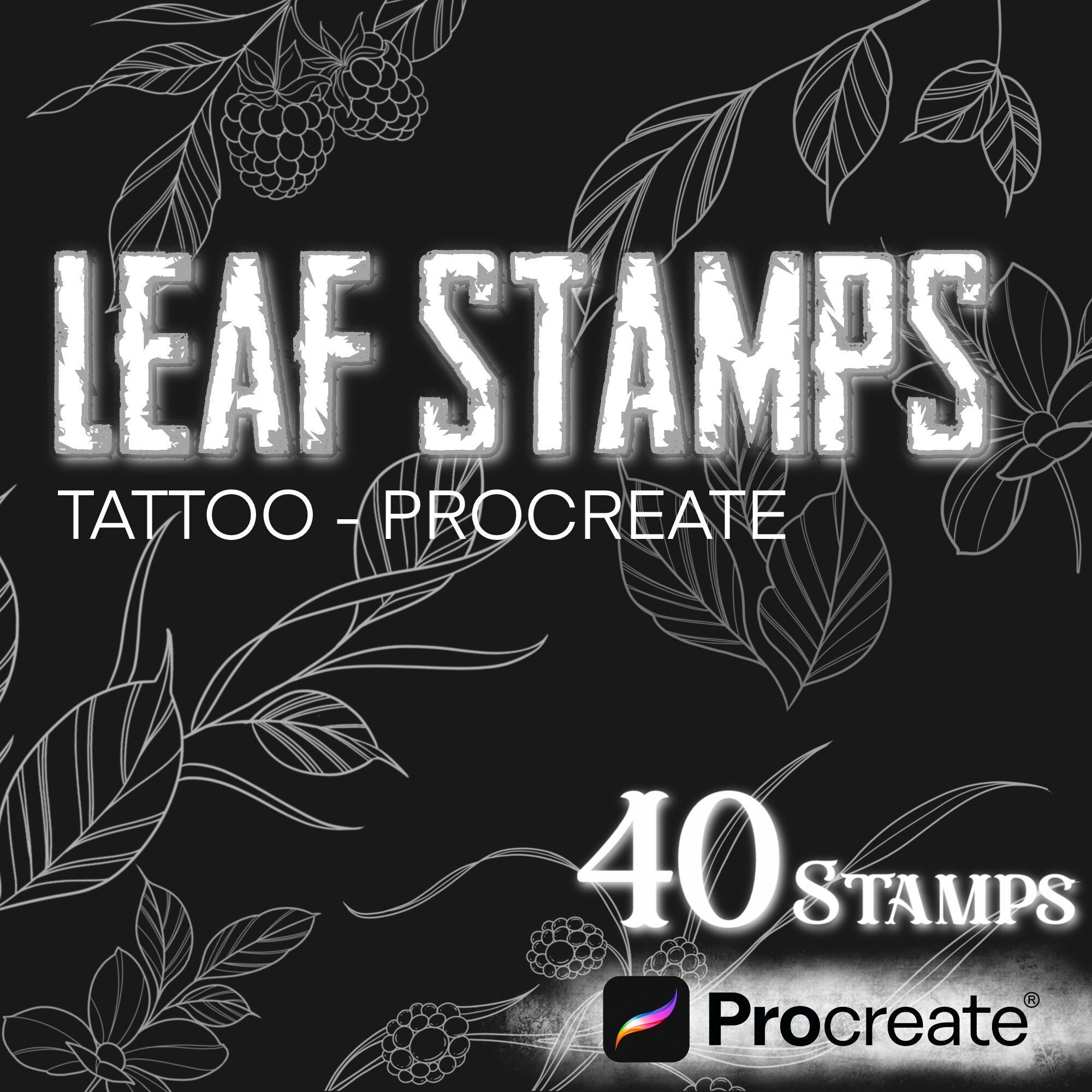 Procreate Leaf Stamps, Tattoo Design Templates (digital Download) - Etsy