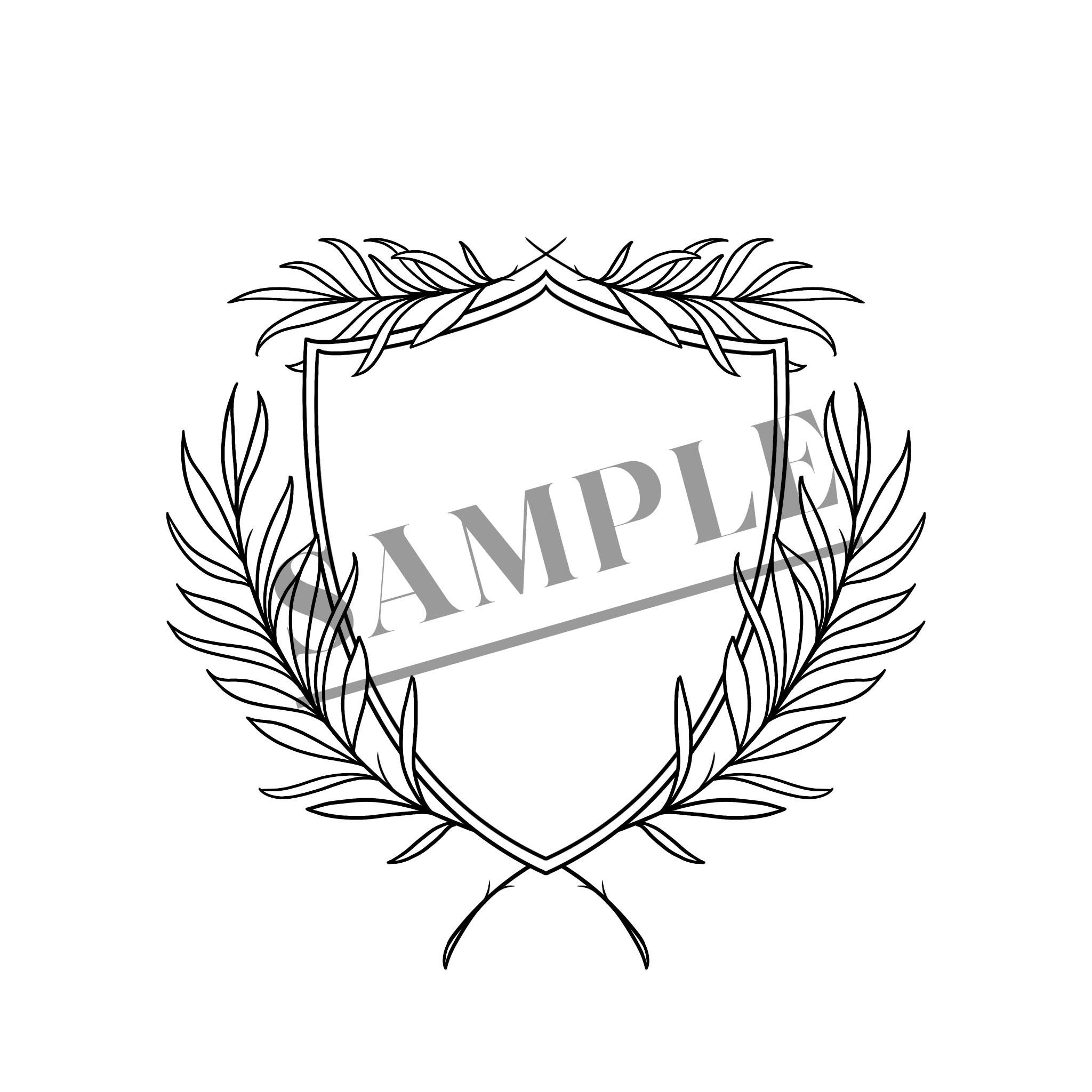 Shield and Wreath Template Design SVG, JPG, PNG | Wedding & Stationery ...