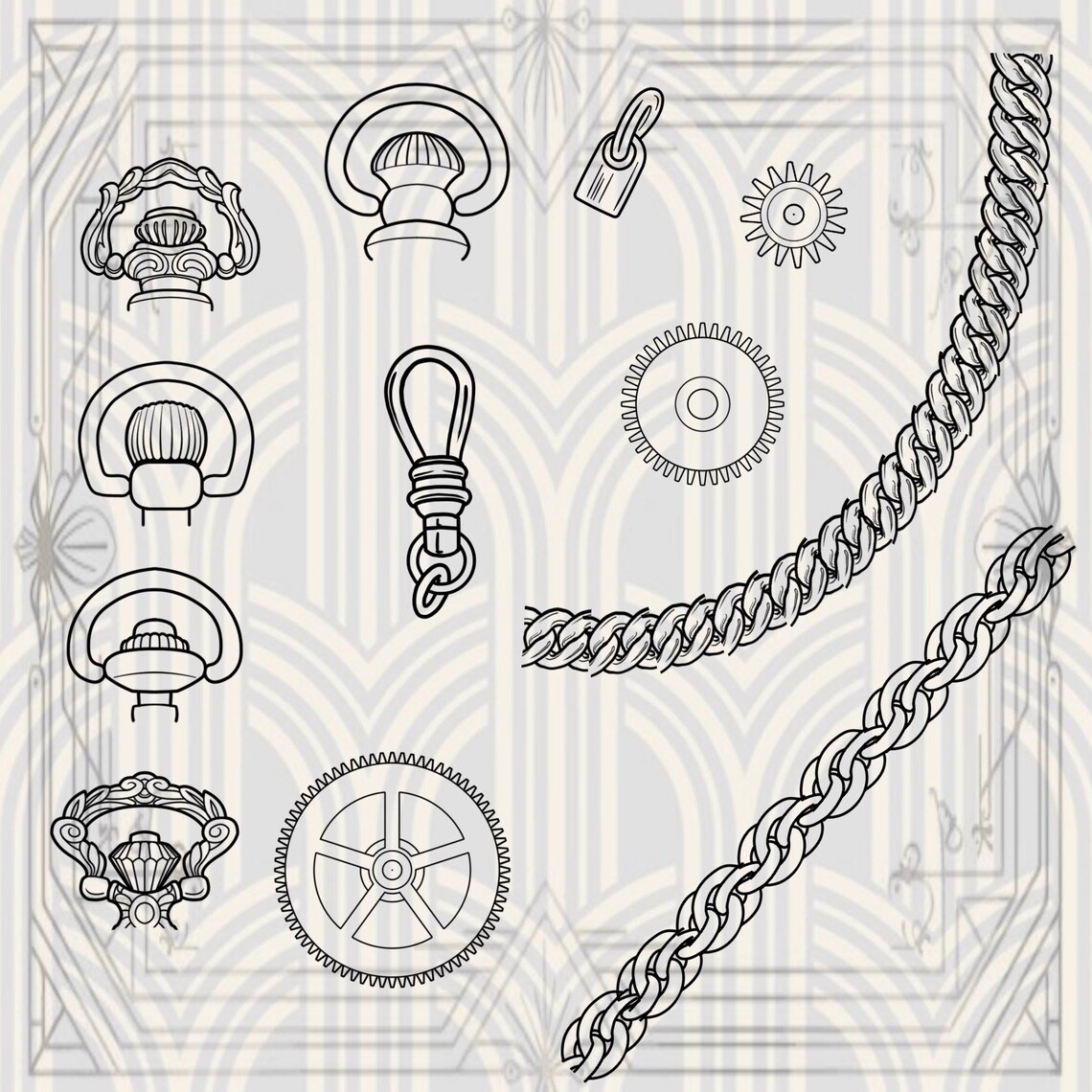 Watch and Compass Procreate Stamps | Tattoo and Art Design Kit (instant ...