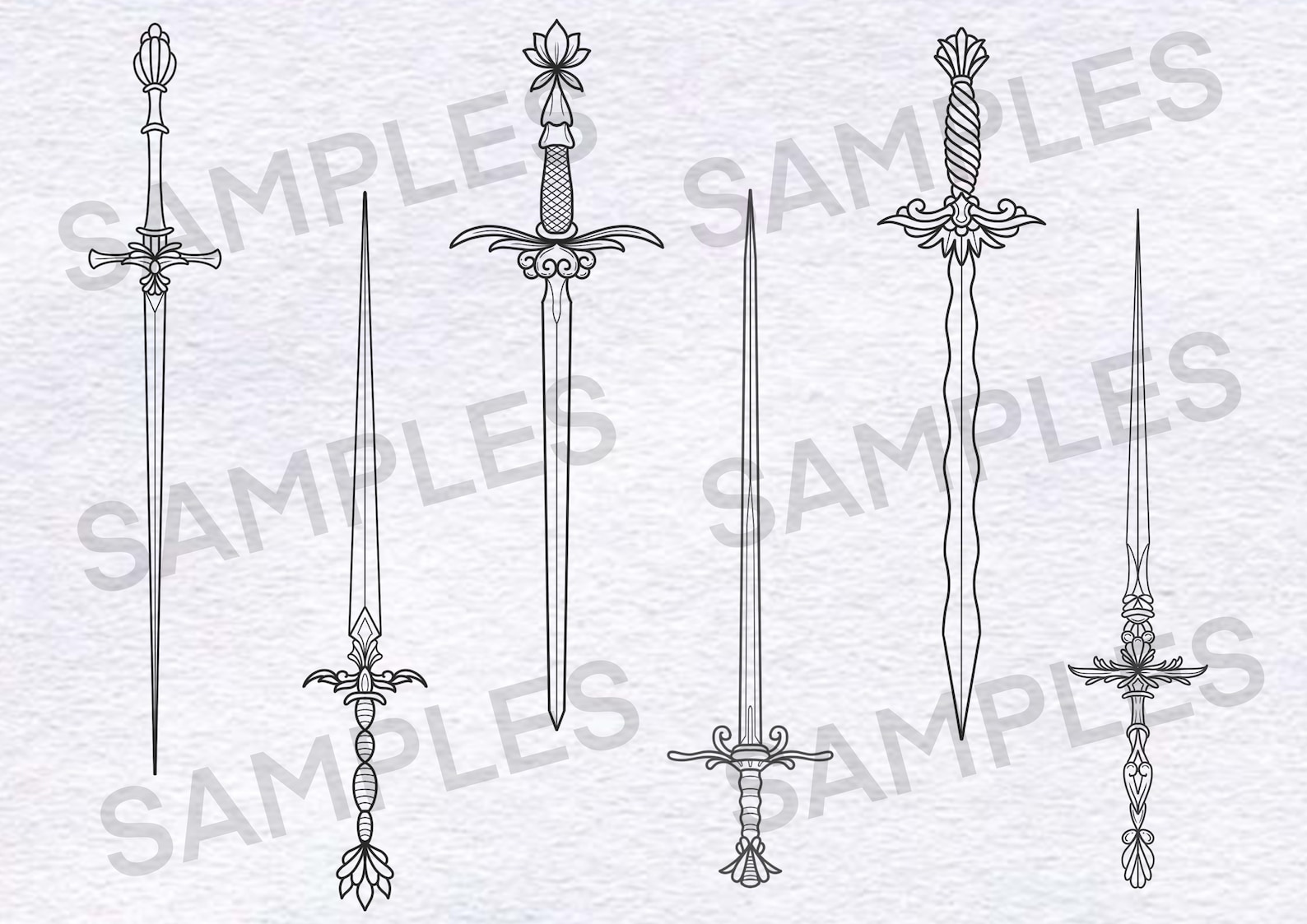 Ornate Dagger & Sword Procreate Stamps, Tattoo Flash Designs (x20) - Etsy