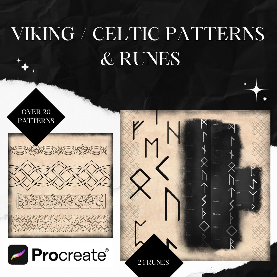 Viking / Celtic Patterns, Bands & Rune Stamps for Procreate 40+ Tattoo ...