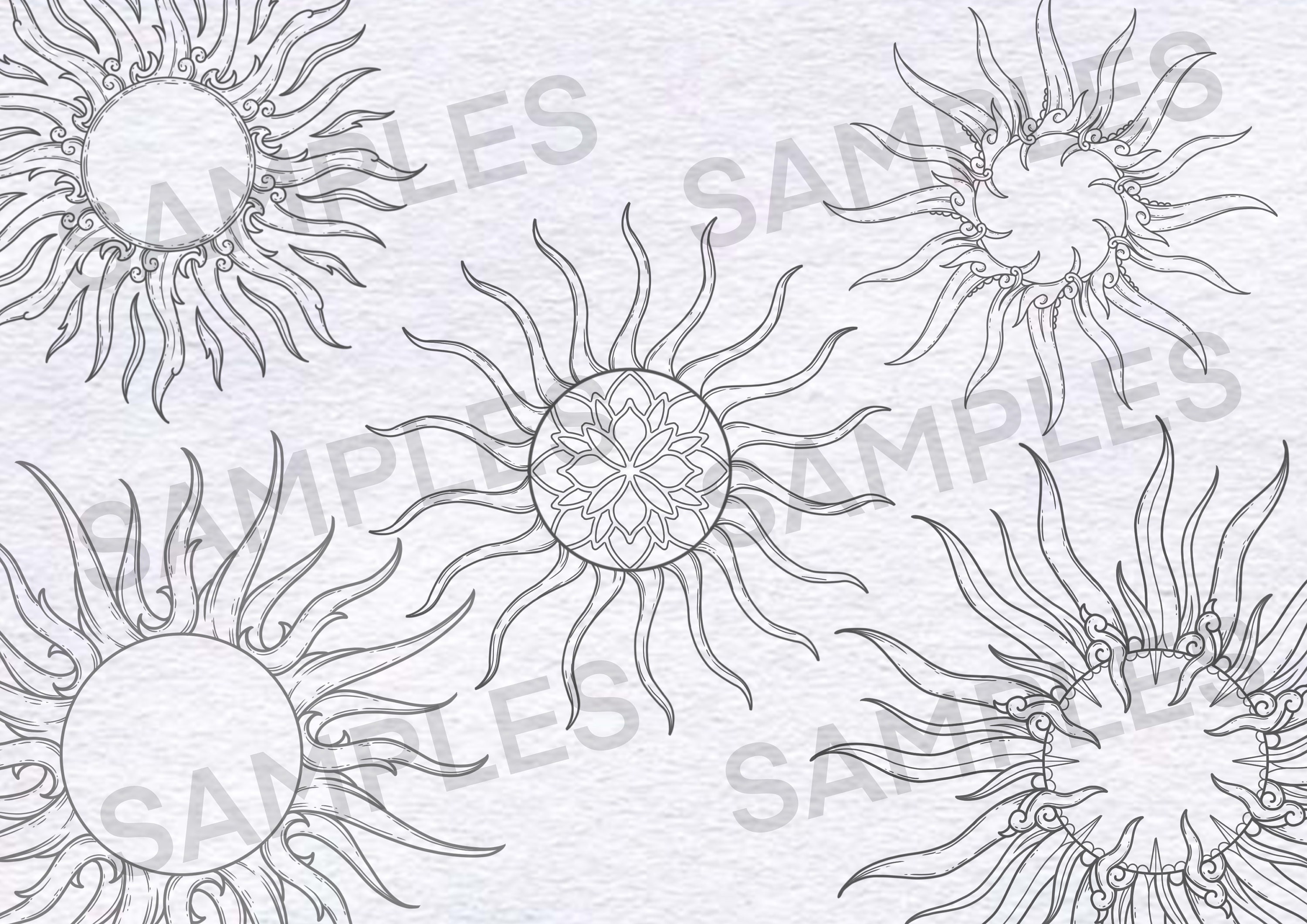 Sun Procreate Stamps, Ornate Suns, Sun Templates Suited for Tattoo ...