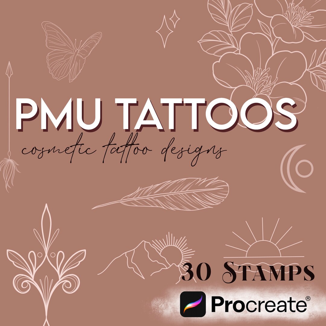PMU & Cosmetic Tattooing Designs - 30 Procreate Stamps, Flowers ...