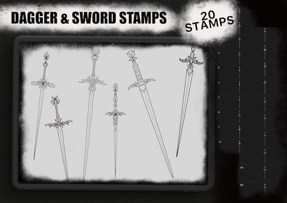 Ornate Dagger and Sword Procreate Stamps for Ipad Tattoo - Etsy