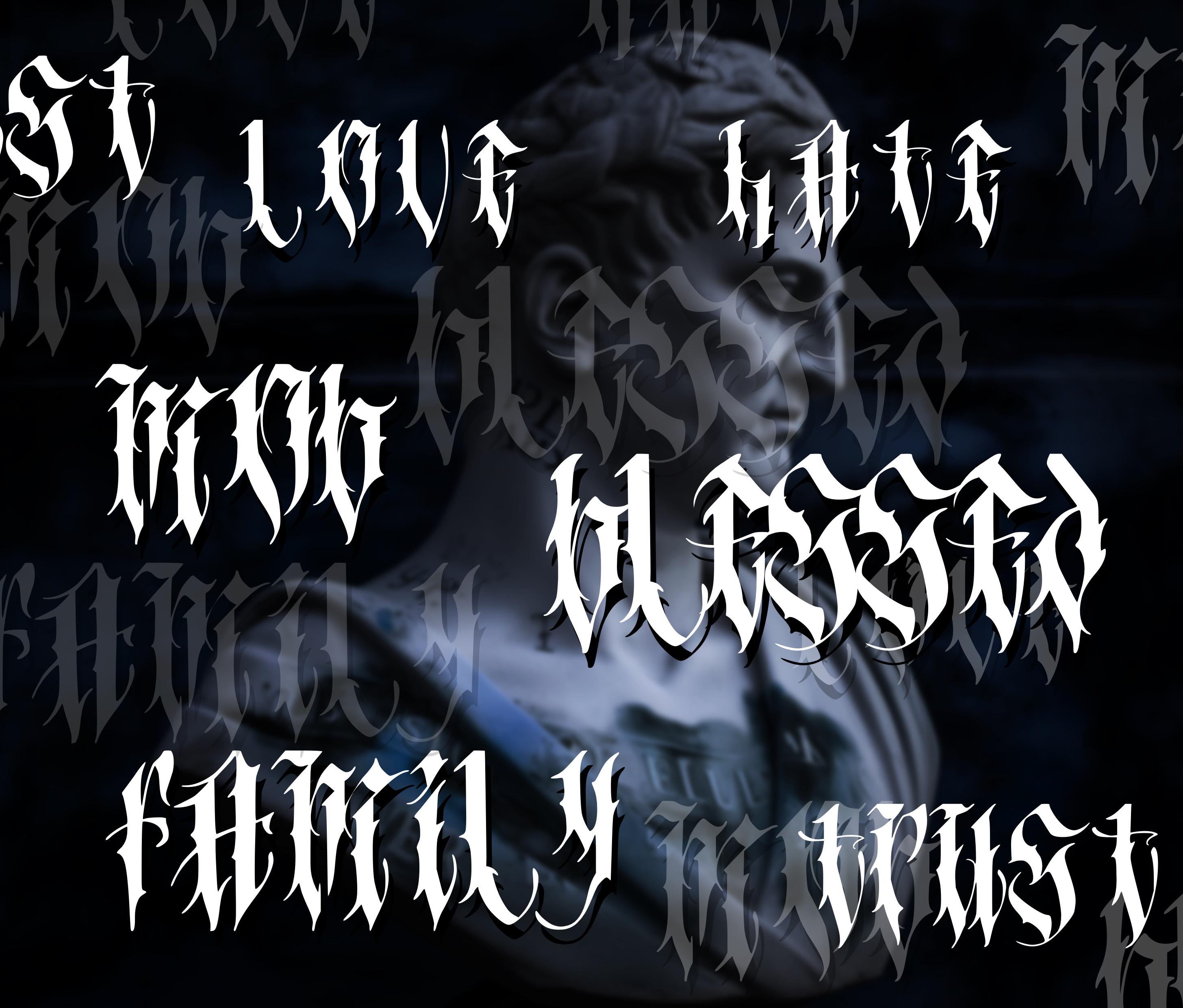 Darkart Tattoo Font - Gothic Calligraphy - Gangster Lettering - Custom ...