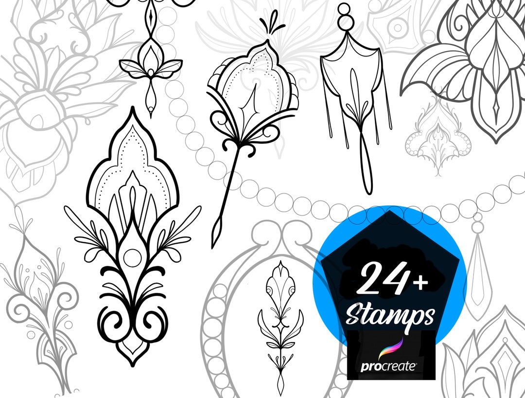 Procreate Stamps Ornate Symbols, Beads and Design Elements Suited for ...