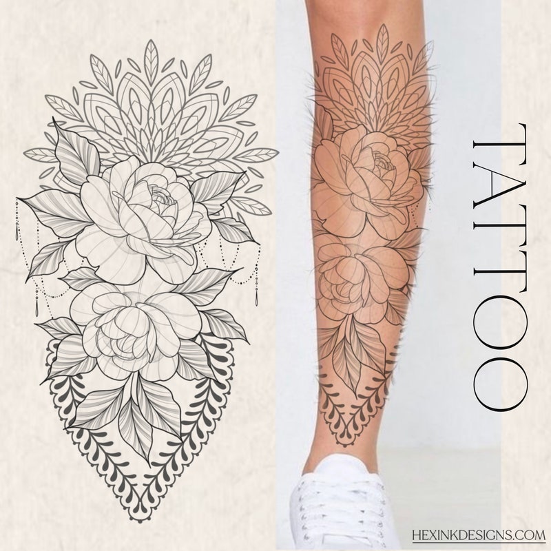 Leg Tattoo Stencils - Etsy