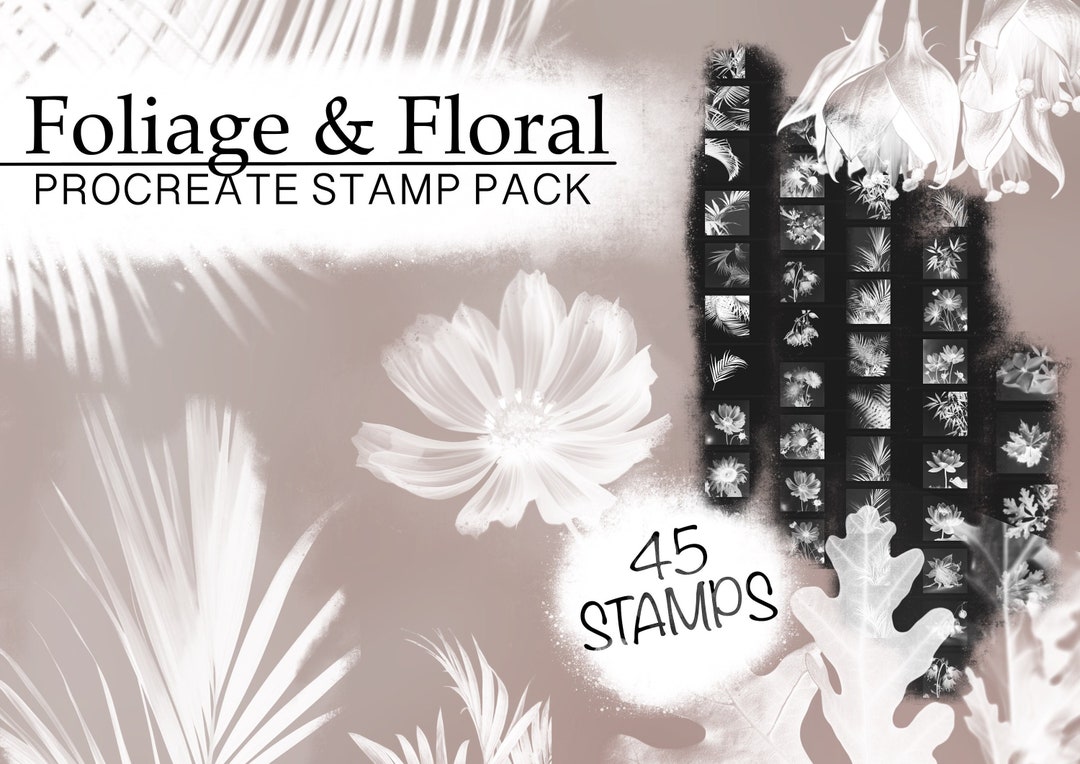 Procreate Stamps of Foliage and Floral Elements, Ferns, Flowers ...