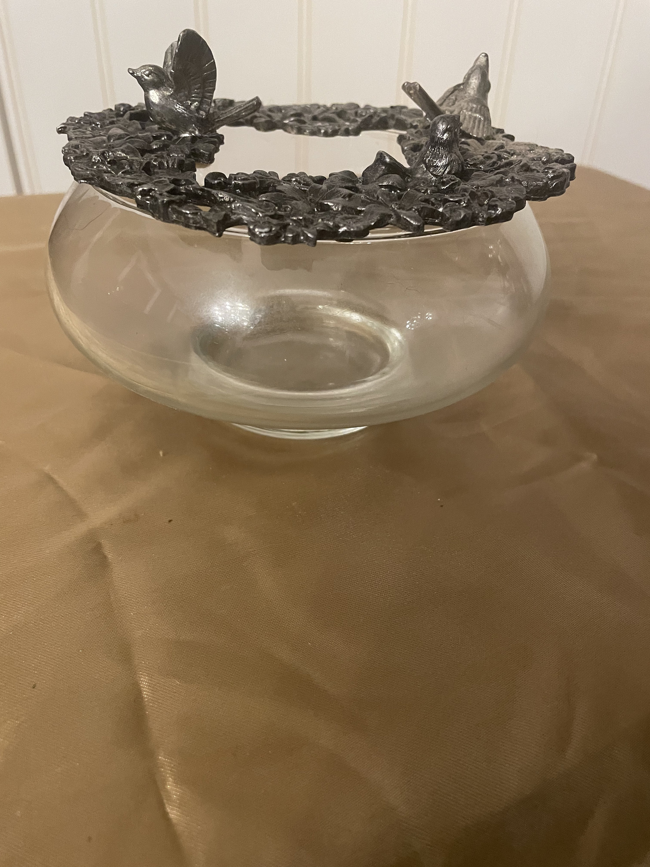 Glass Decore Bowl With Pewter Birds - Etsy
