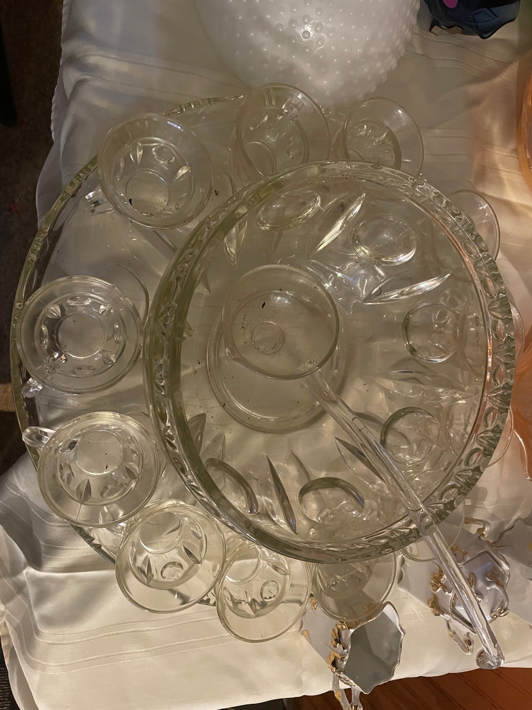 Vintage Glass Punch Bowl Set - Etsy