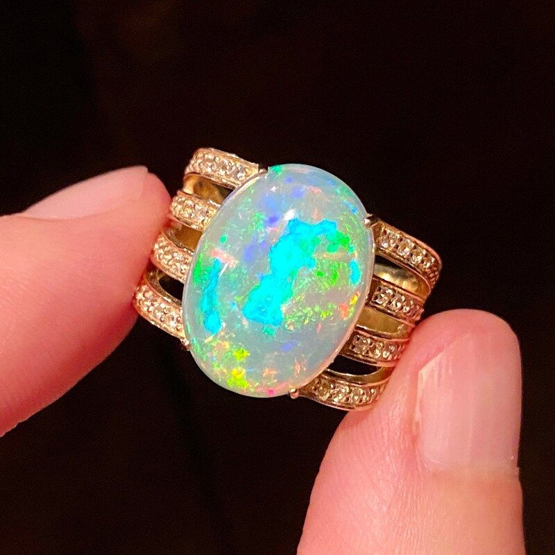 Rainbow Opal Ring - Etsy