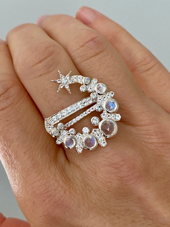 Moonstone and white topaz ring store