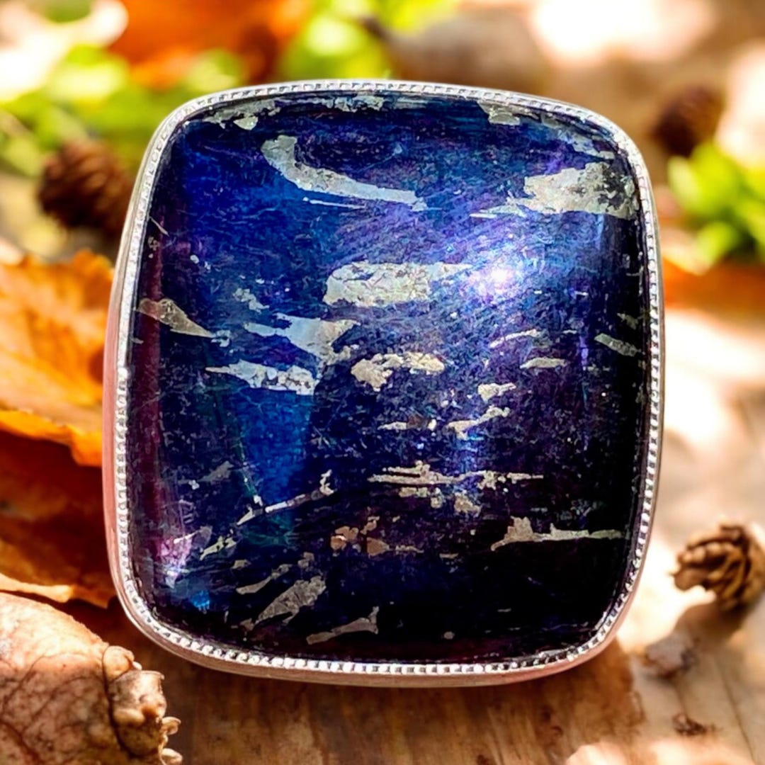 Large Covellite Ring, Rectangular Cushion Cut Ring for Men and Women ...