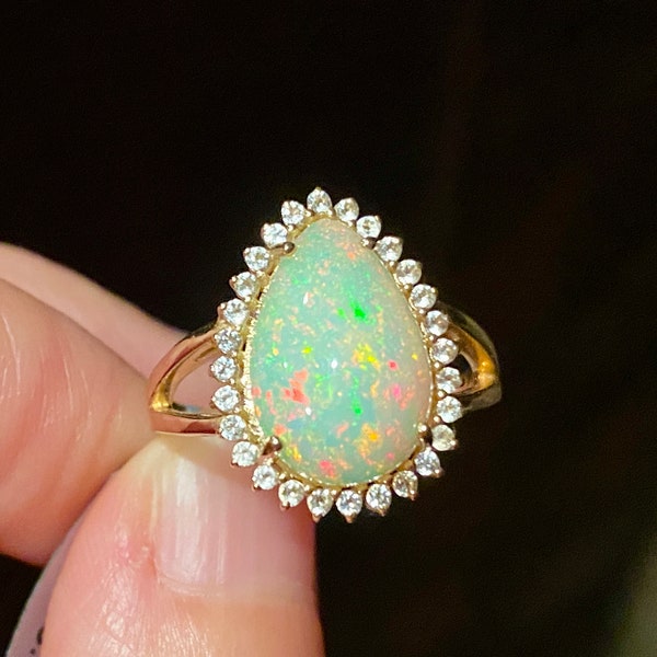 Rainbow Opal Ring - Etsy