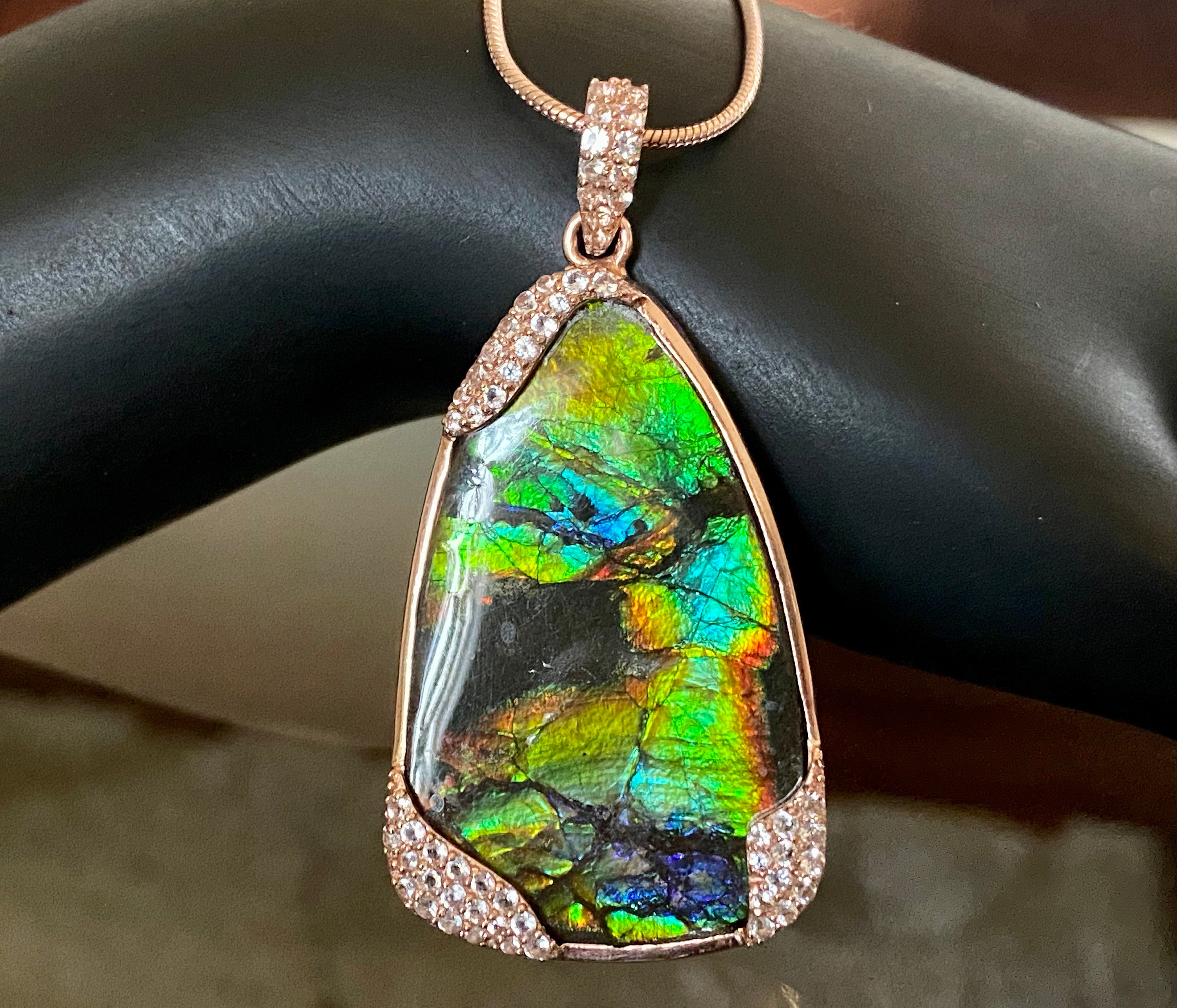 34 Ct 25X23X4 mm Natural Ammolite Gemstone, Beautiful Multi Fire ...