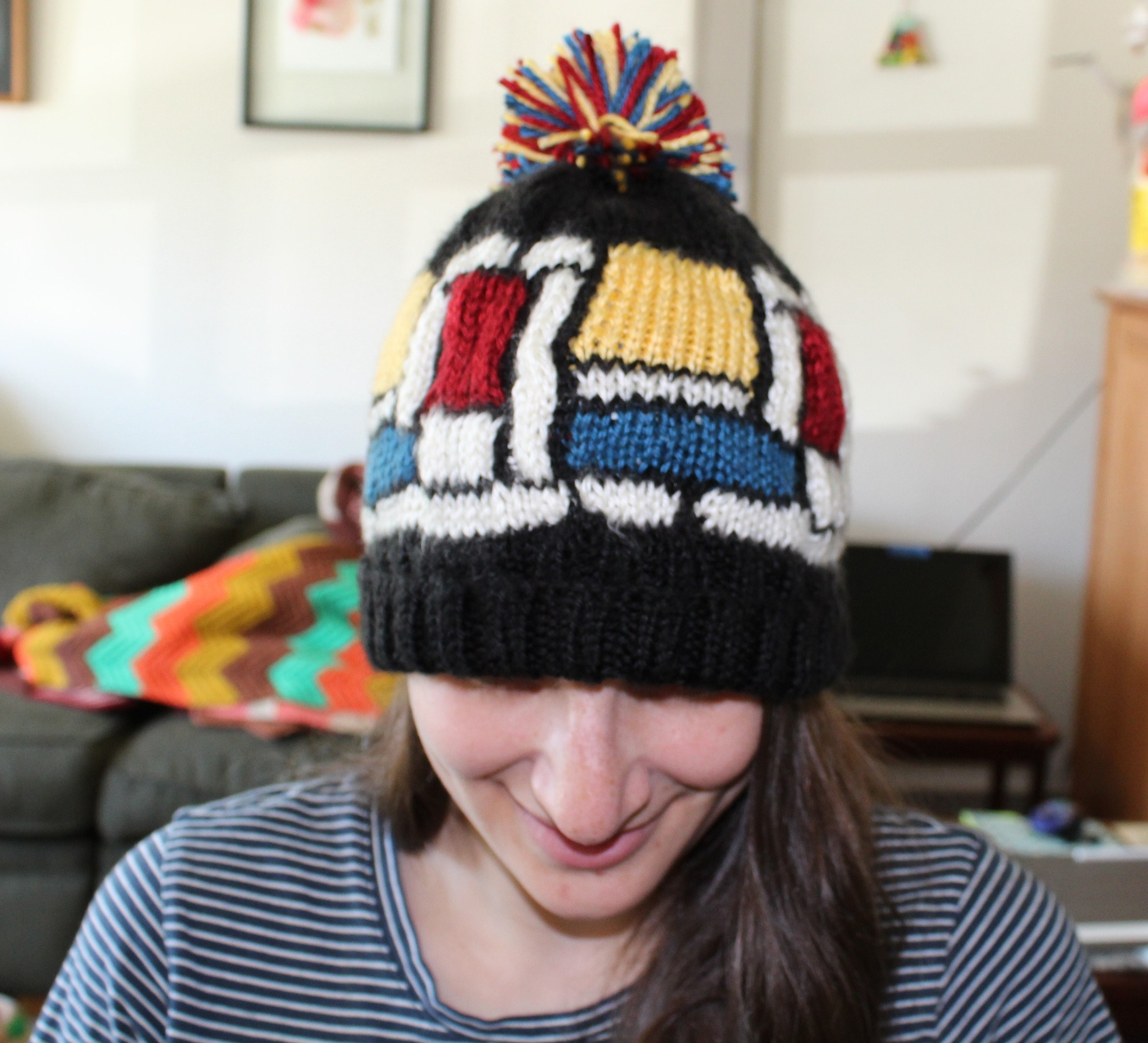 Geometric Art Color Block Hat Pattern for Knitting PDF - Etsy
