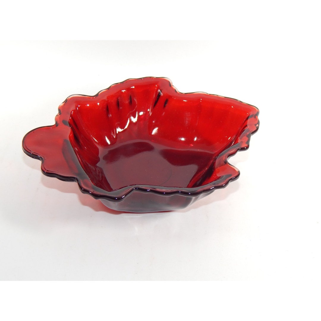 Vintage Anchor Hocking Ruby Red Maple Leaf Dish - Etsy