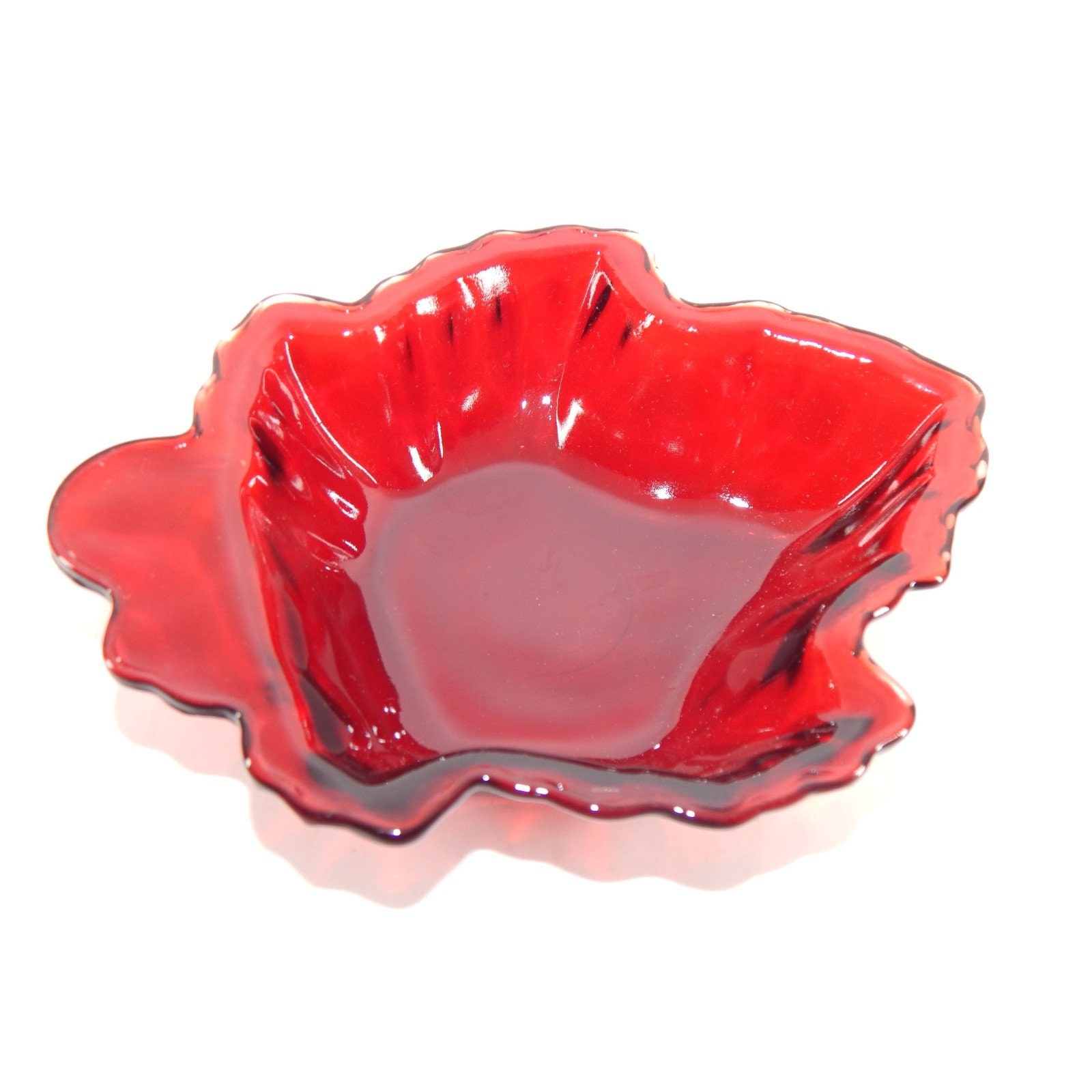 Vintage Anchor Hocking Ruby Red Maple Leaf Dish - Etsy