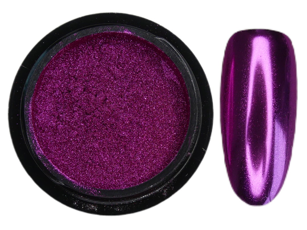 Dark Pink Chrome Powder for Nail Art, Metallic Pigment for Nails 0.5g ...