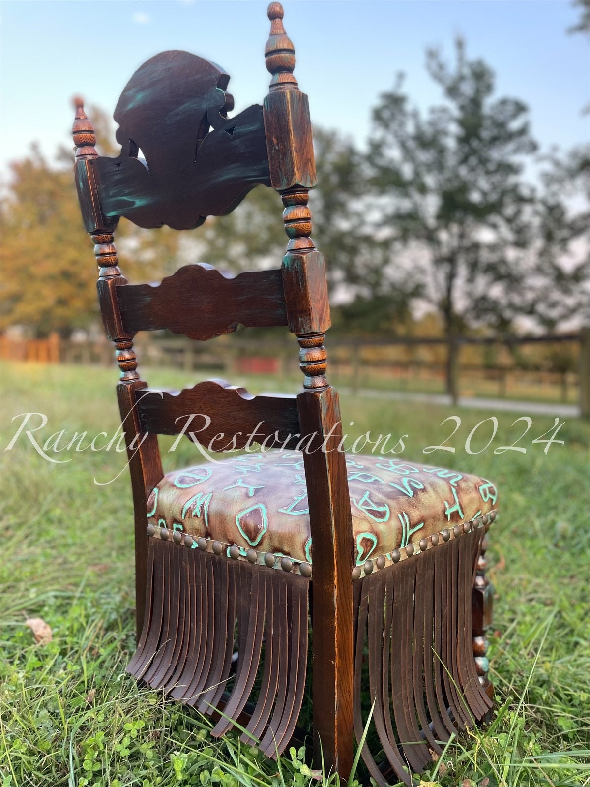 SOLD!!! - Antique Refinished Western Branded Leather Chair - Etsy