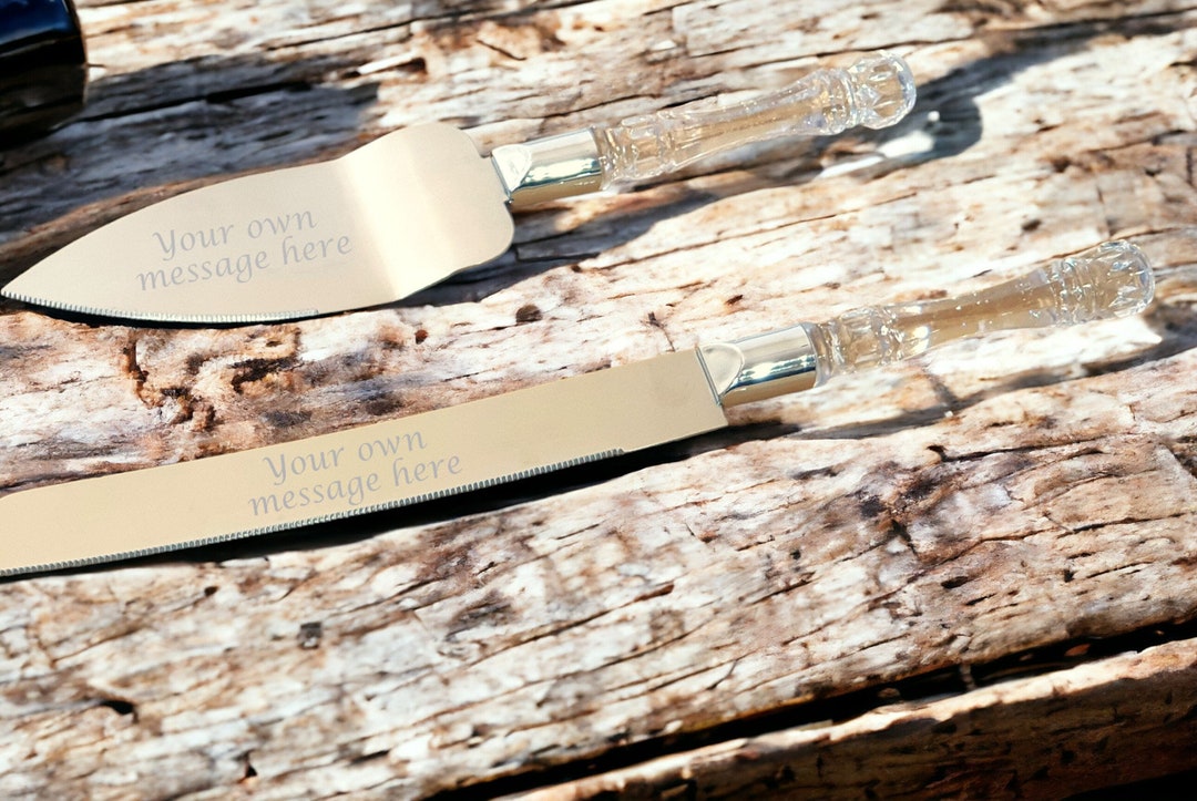Personalised Engraved Cake Cutting Server Set With Your Choice of ...
