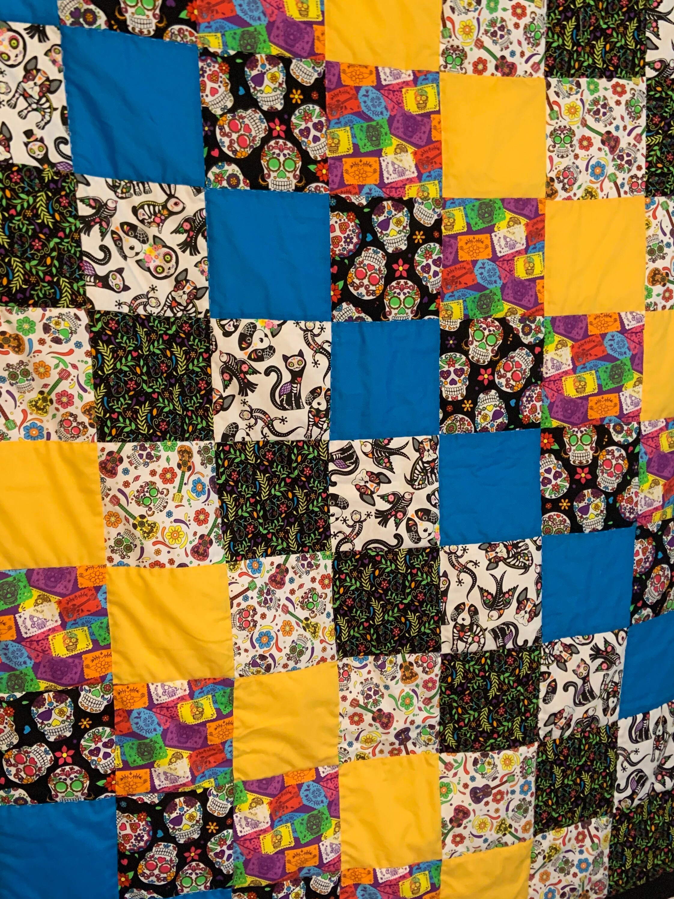 Handmade Lap Quilt, Sugar Skull, Day of the Dead, Skull Candy - Etsy