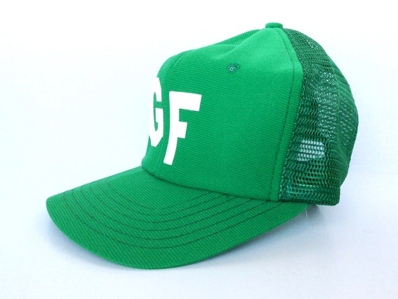GF 90s 80s kelly green VINTAGE baseball cap HAT - Gem