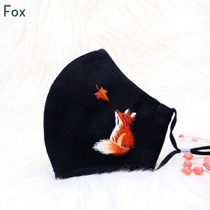 Cute Face Mask Unique Animal Face Mask Hand Embroidered Face - Etsy