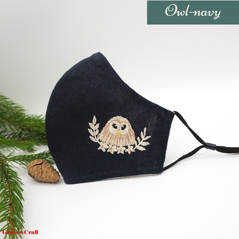 Cute face mask Unique animal face mask hand embroidered face | Etsy