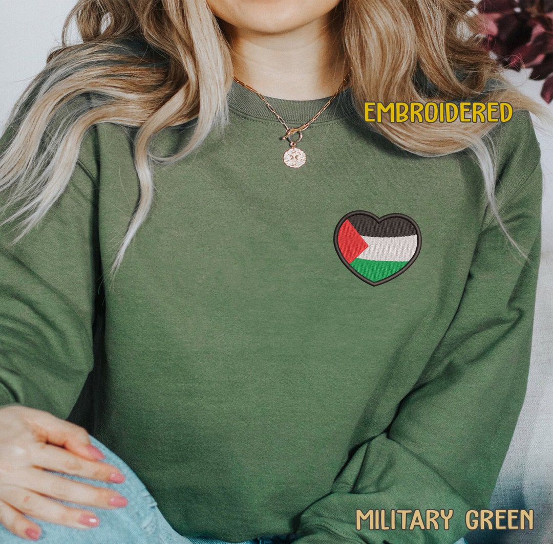 Palestine Flag Heart Embroidered Unisex Sweatshirt Free - Etsy