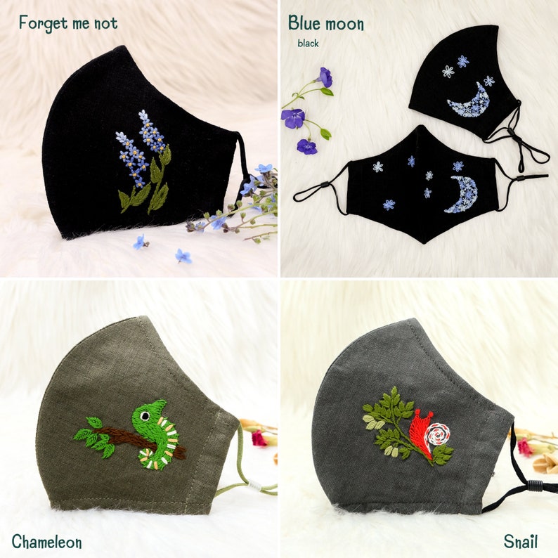 Cute Face Mask Unique Animal Face Mask Hand Embroidered Face - Etsy